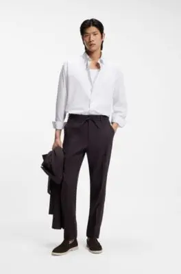 BOSS Striped Relaxed-fit Shirt In Cotton Poplin