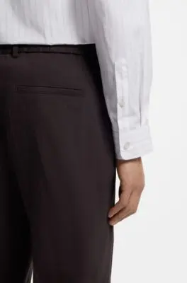 BOSS Striped Relaxed-fit Shirt In Cotton Poplin