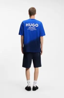 Hugo Dip-dyed Logo T-shirt In Cotton Jersey