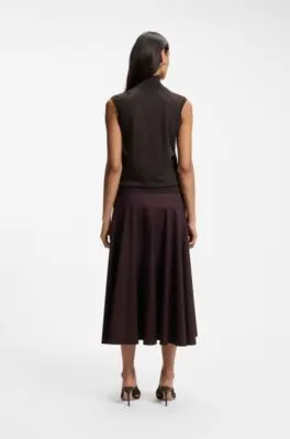 BOSS Sleeveless Mock-neck Sweater In Merino Wool - Dark Brown