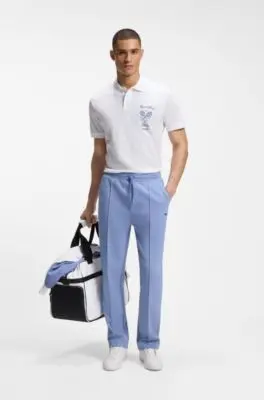 BOSS Embroidered-artwork Polo Shirt In Cotton Mesh