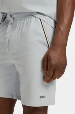 BOSS Stretch-cotton Pyjama Shorts With Signature-stripe Tape