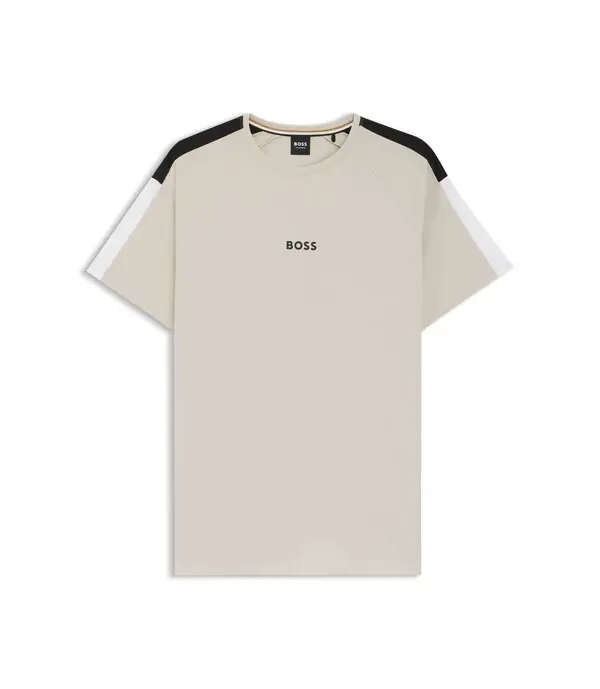 BOSS Cotton-blend Pajama T-shirt With Color-blocking - Light Grey