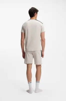 BOSS Cotton-blend Pajama T-shirt With Color-blocking - Light Grey