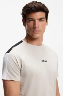 BOSS Cotton-blend Pajama T-shirt With Color-blocking - Light Grey