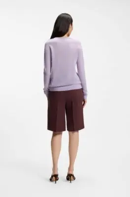 BOSS Crewneck Cardigan In Superfine Merino Wool