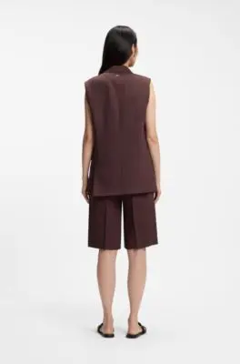 BOSS Relaxed-fit Linen-blend Vest - Dark Brown