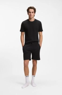 BOSS Cotton-blend T-shirt With Waffle Structure - Black