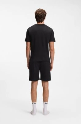 BOSS Cotton-blend T-shirt With Waffle Structure - Black