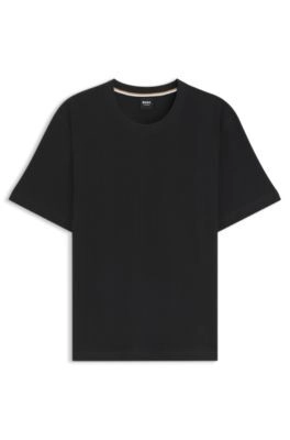 BOSS Cotton-blend T-shirt With Waffle Structure - Black