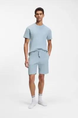 BOSS Cotton-blend T-shirt With Waffle Structure - Light Blue
