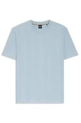 BOSS Cotton-blend T-shirt With Waffle Structure - Light Blue
