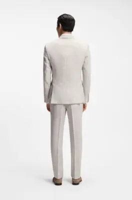BOSS Two-piece Slim-fit Suit In Striped Linen And Wool