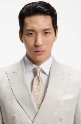 BOSS Two-piece Slim-fit Suit In Striped Linen And Wool