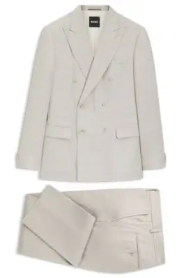 BOSS Two-piece Slim-fit Suit In Striped Linen And Wool