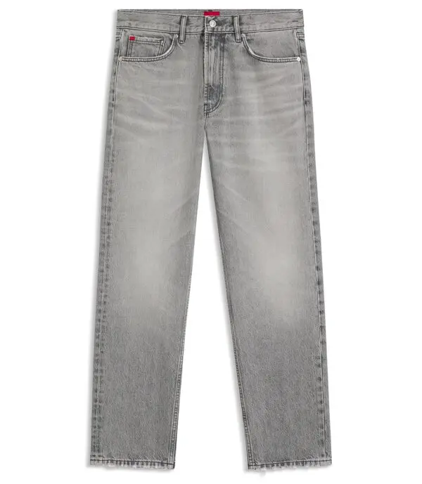 Hugo Regular-fit Stonewashed Denim Jeans - Silver