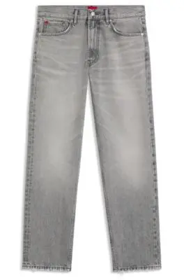 Hugo Regular-fit Stonewashed Denim Jeans - Silver