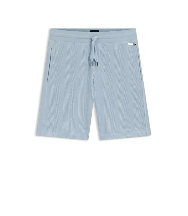 BOSS Cotton-blend Waffle Texture Shorts - Light Blue