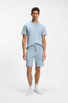 BOSS Cotton-blend Waffle Texture Shorts - Light Blue