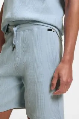 BOSS Cotton-blend Waffle Texture Shorts - Light Blue