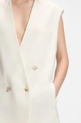 BOSS Sleeveless Relaxed-fit Wool-blend Blazer