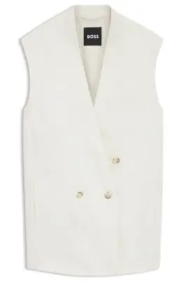 BOSS Sleeveless Relaxed-fit Wool-blend Blazer