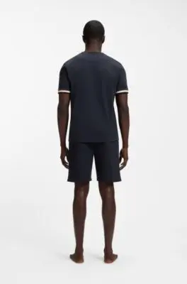 BOSS Cotton-blend T-shirt With Logo And Signature Stripes