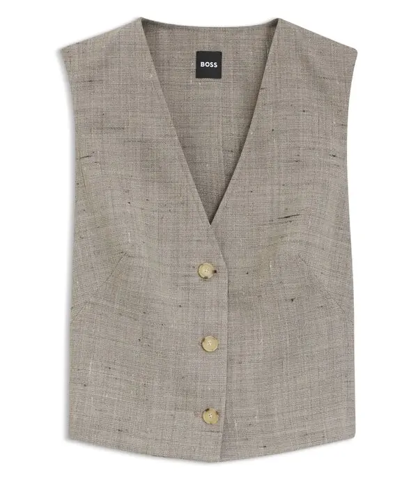 BOSS Wool Blend Cropped Waistcoat