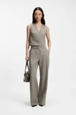 BOSS Wool Blend Cropped Waistcoat