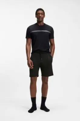BOSS Pintuck-detail Cotton-blend Shorts - Black