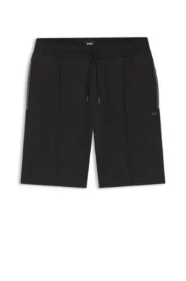 BOSS Pintuck-detail Cotton-blend Shorts - Black