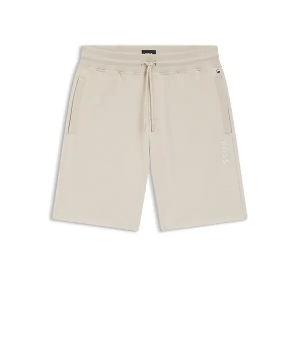 BOSS Cotton-terry Straight Fit Shorts - Light Grey