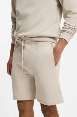 BOSS Cotton-terry Straight Fit Shorts - Light Grey