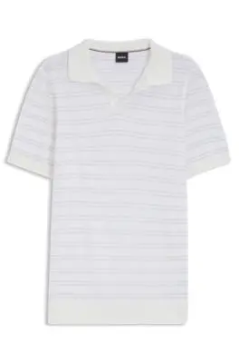 BOSS Cotton-blend Knit Polo With Horizontal Stripe - White
