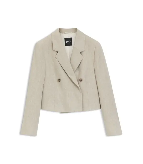 BOSS Herringbone Linen-blend Blazer - Patterned