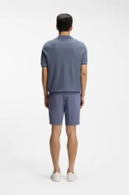 BOSS Cotton-blend Knit Polo With Horizontal Stripe