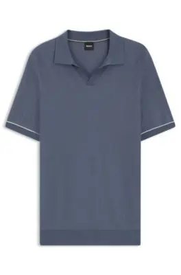 BOSS Cotton-blend Knit Polo With Horizontal Stripe