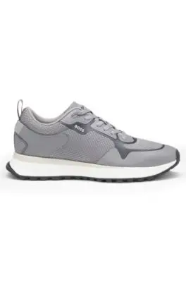 BOSS Mixed Material Trainers - Light Grey