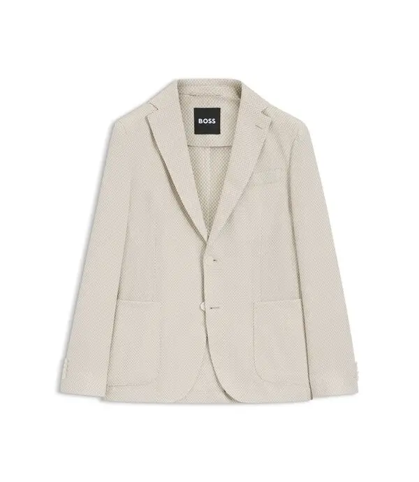BOSS Patterned Slim-fit Jacket - Light Beige