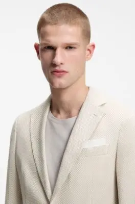 BOSS Patterned Slim-fit Jacket - Light Beige