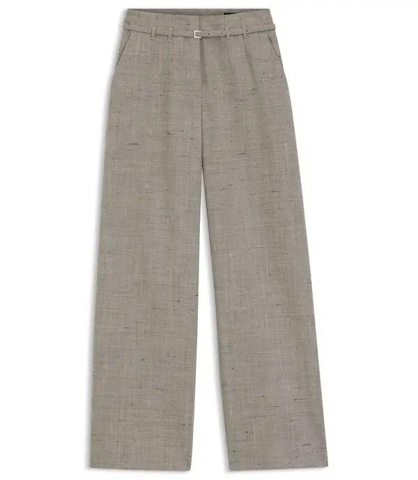 BOSS Regular-fit Trousers In A Wool Blend - Patterned