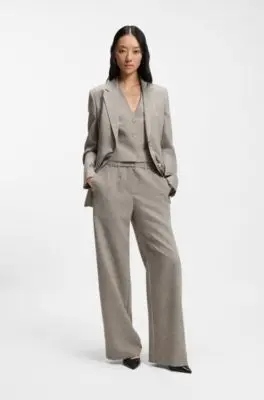 BOSS Regular-fit Trousers In A Wool Blend - Patterned