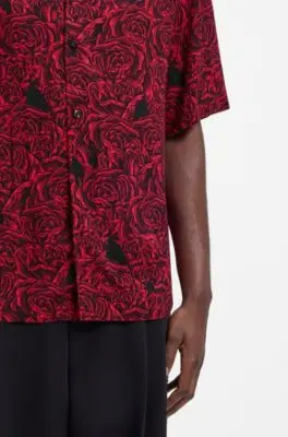 Hugo Oversized-fit Shirt With Digital Print