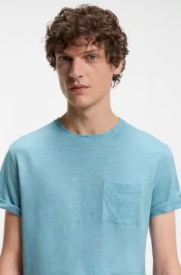 BOSS By Beckham T-shirt In Linen - Light Blue