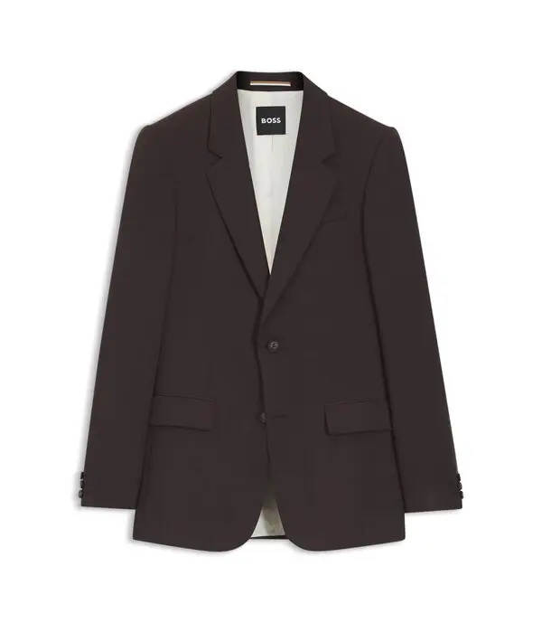 BOSS Relaxed-fit Jacket In Twill - Dark Brown