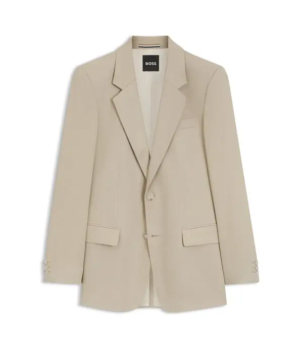 BOSS Relaxed-fit Jacket In Twill - Light Beige