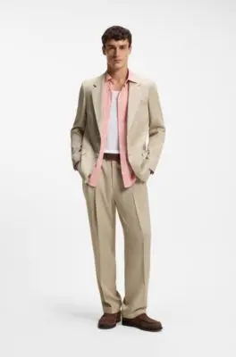 BOSS Relaxed-fit Jacket In Twill - Light Beige