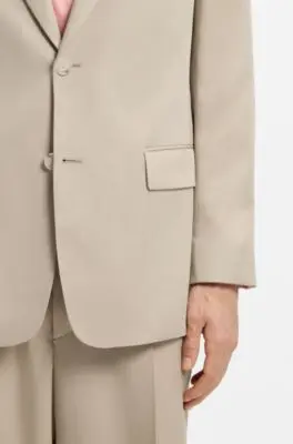 BOSS Relaxed-fit Jacket In Twill - Light Beige