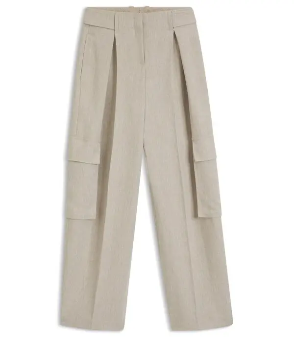 BOSS Herringbone Linen-blend Trousers - Patterned