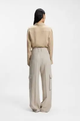BOSS Herringbone Linen-blend Trousers - Patterned